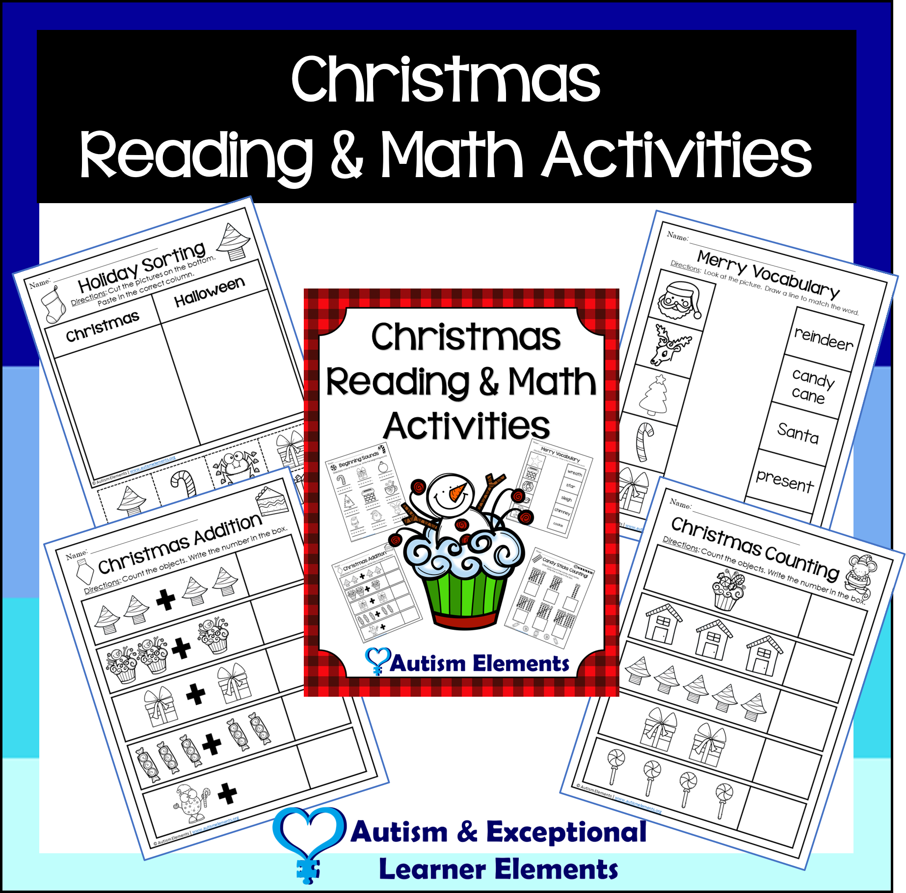 Christmas Reading & Math Activities Printables- SPED & Autism Resources ...