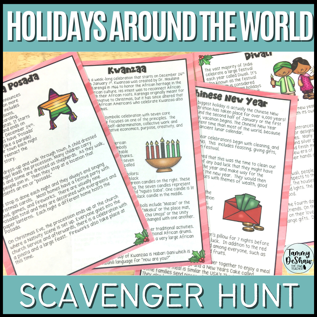 Holidays Around the World | Scavenger Hunt | Reading Passages - Classful