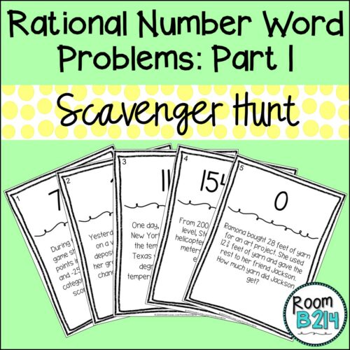 Rational Number Word Problems Scavenger Hunt TEKS 7.3A - Classful