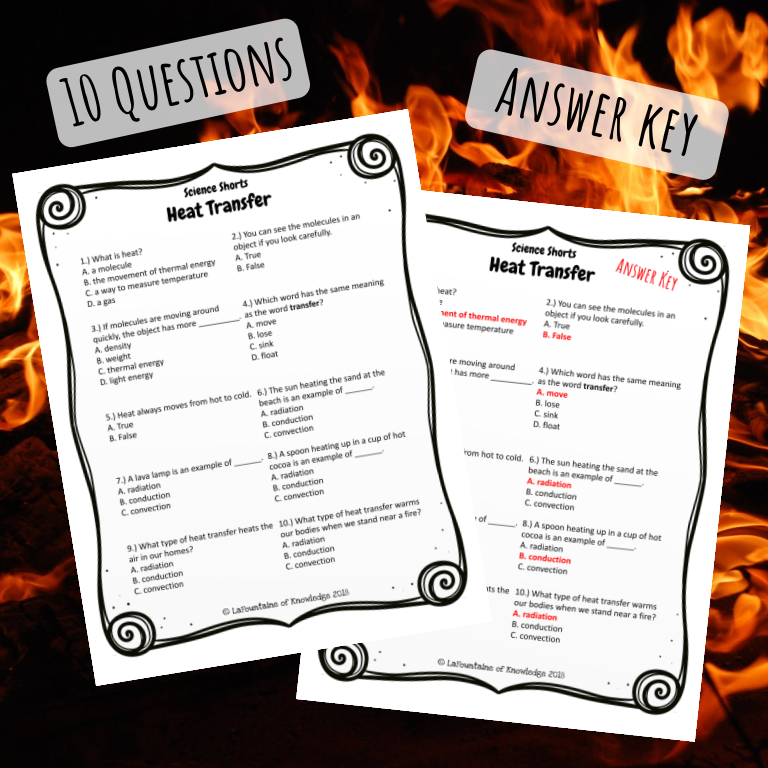 Heat Transfer Reading Comprehension Passage PRINT and DIGITAL - Classful