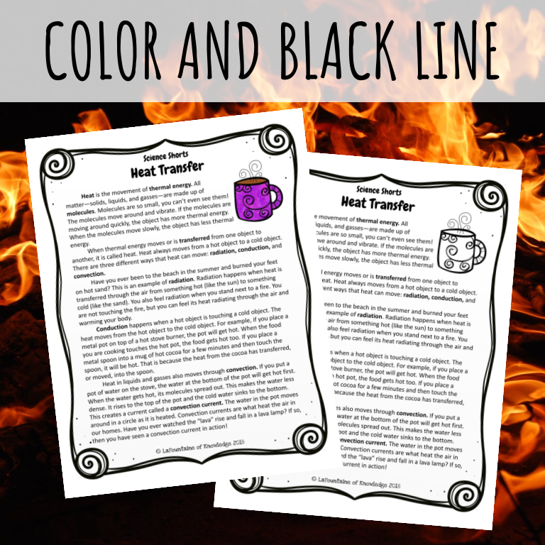 Heat Transfer Reading Comprehension Passage PRINT and DIGITAL - Classful