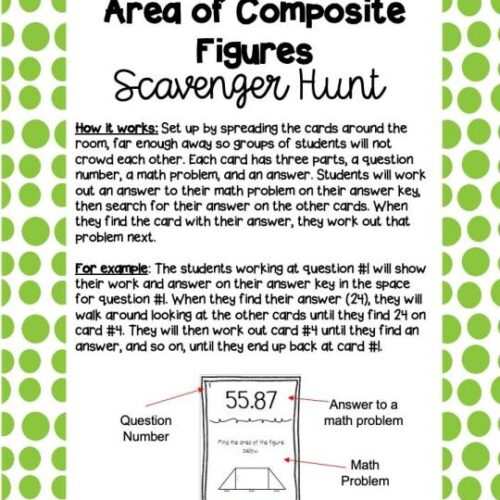 Area of Composite Figures Scavenger Hunt TEKS 7.9C - Classful