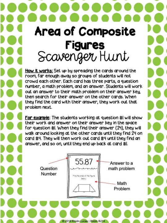 Area of Composite Figures Scavenger Hunt TEKS 7.9C - Classful