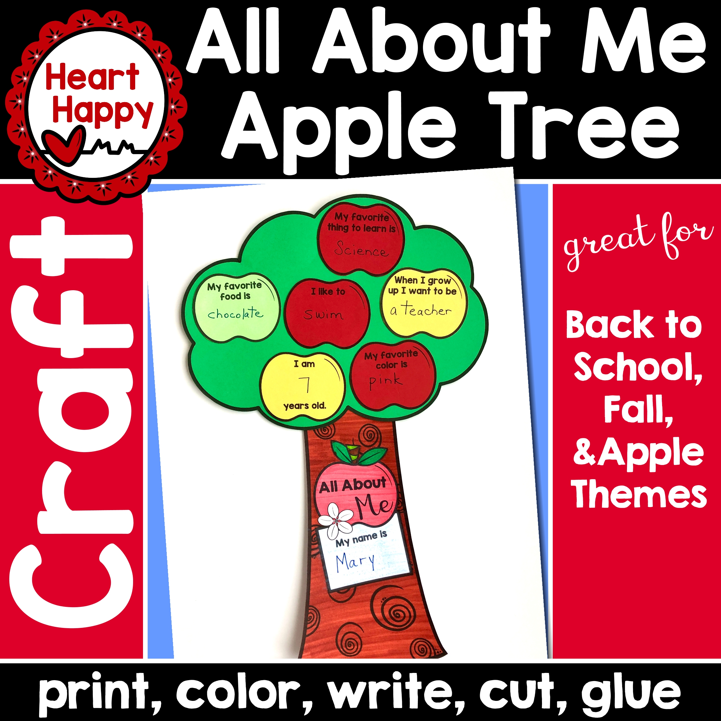 All About Me Back to School Fall Apple Tree Craft - Classful