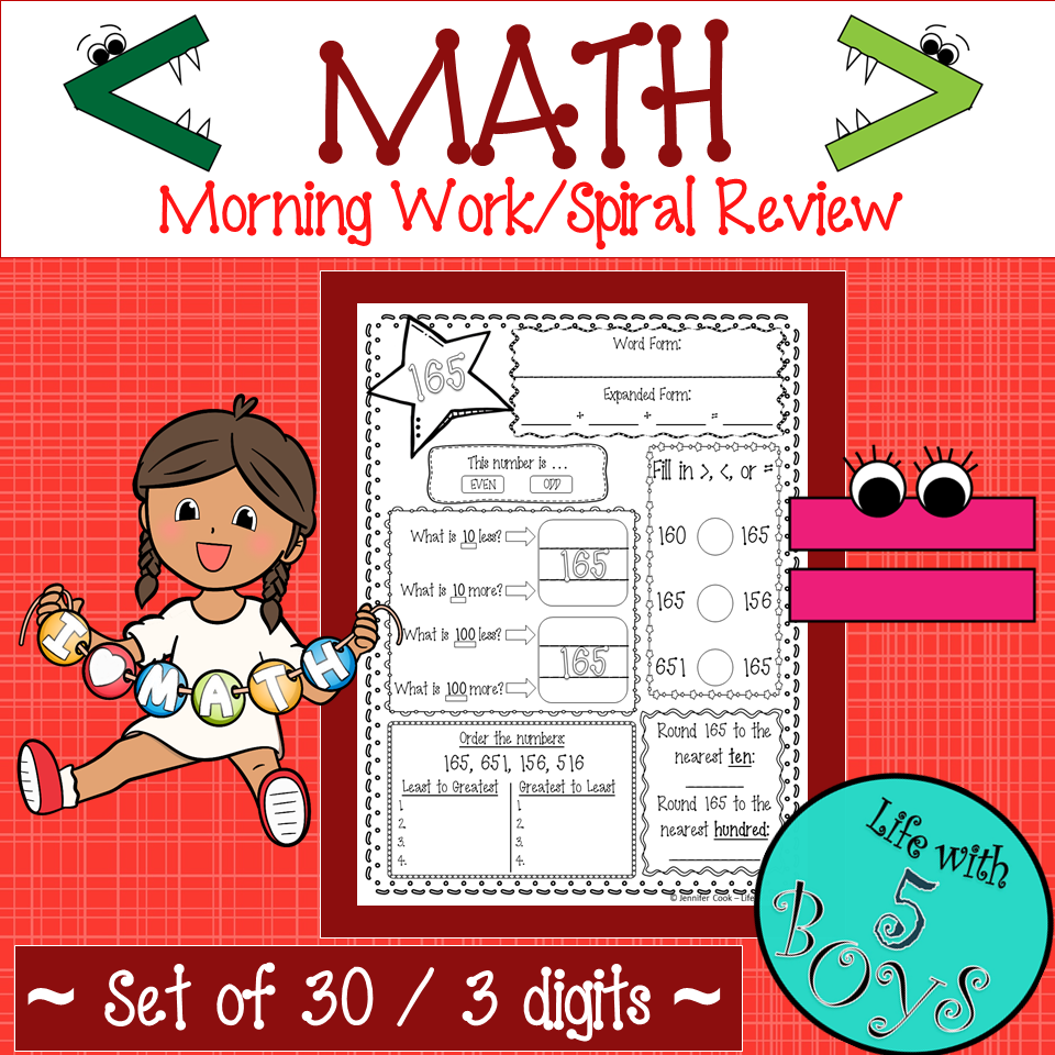 Math Morning Work and Spiral Review Set 1 - Classful