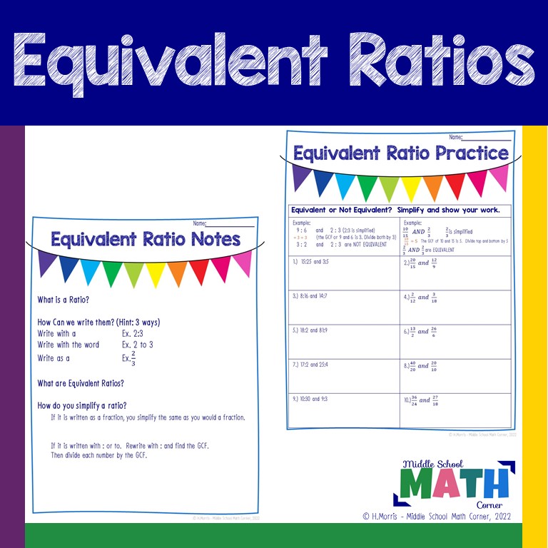 Equivalent Ratios Notes, Practice Worksheet, Exit Slip - Classful