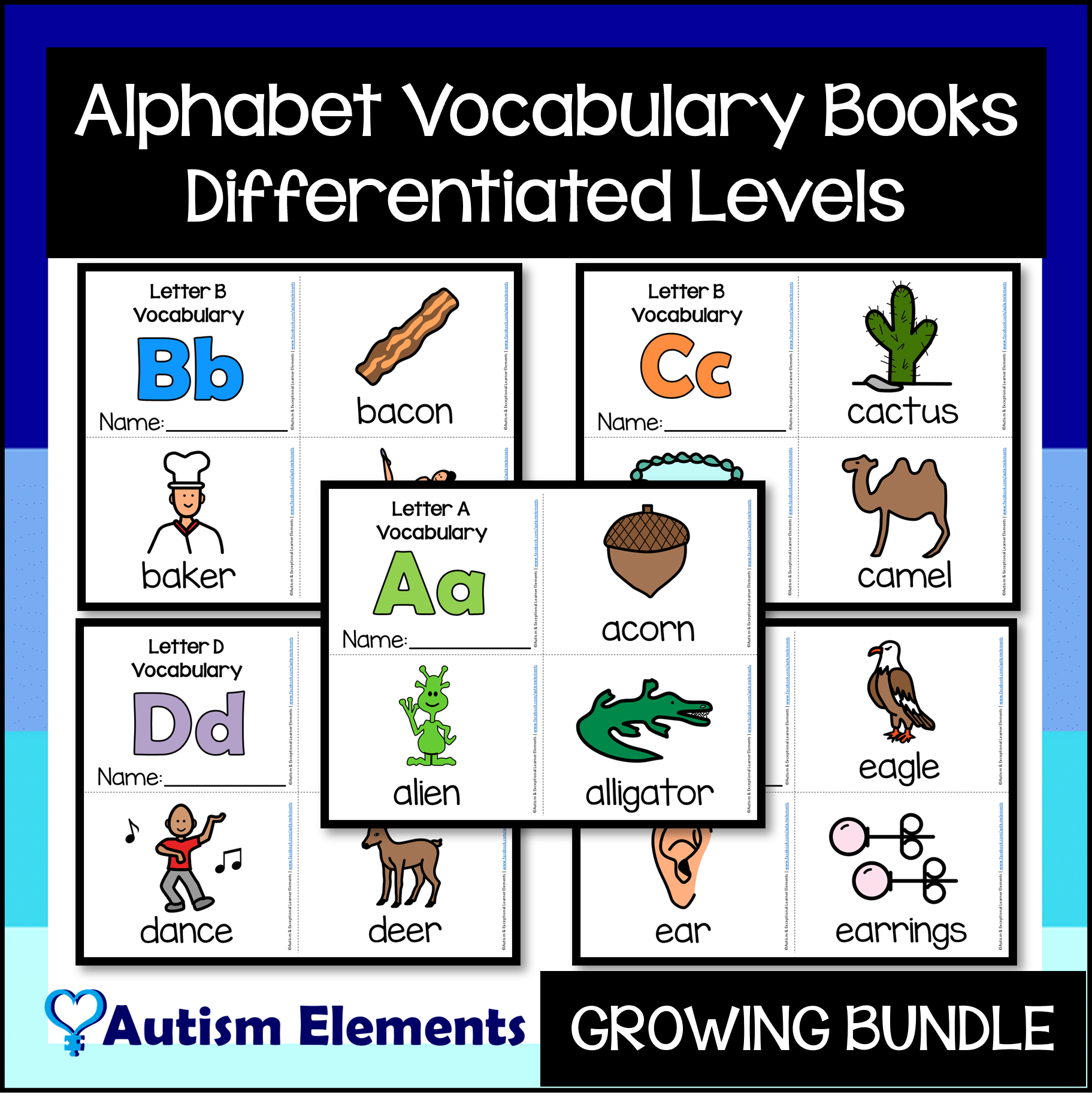 Alphabet Books W/ Differentiated Levels Letters A-Z-GROWING BUNDLE ...