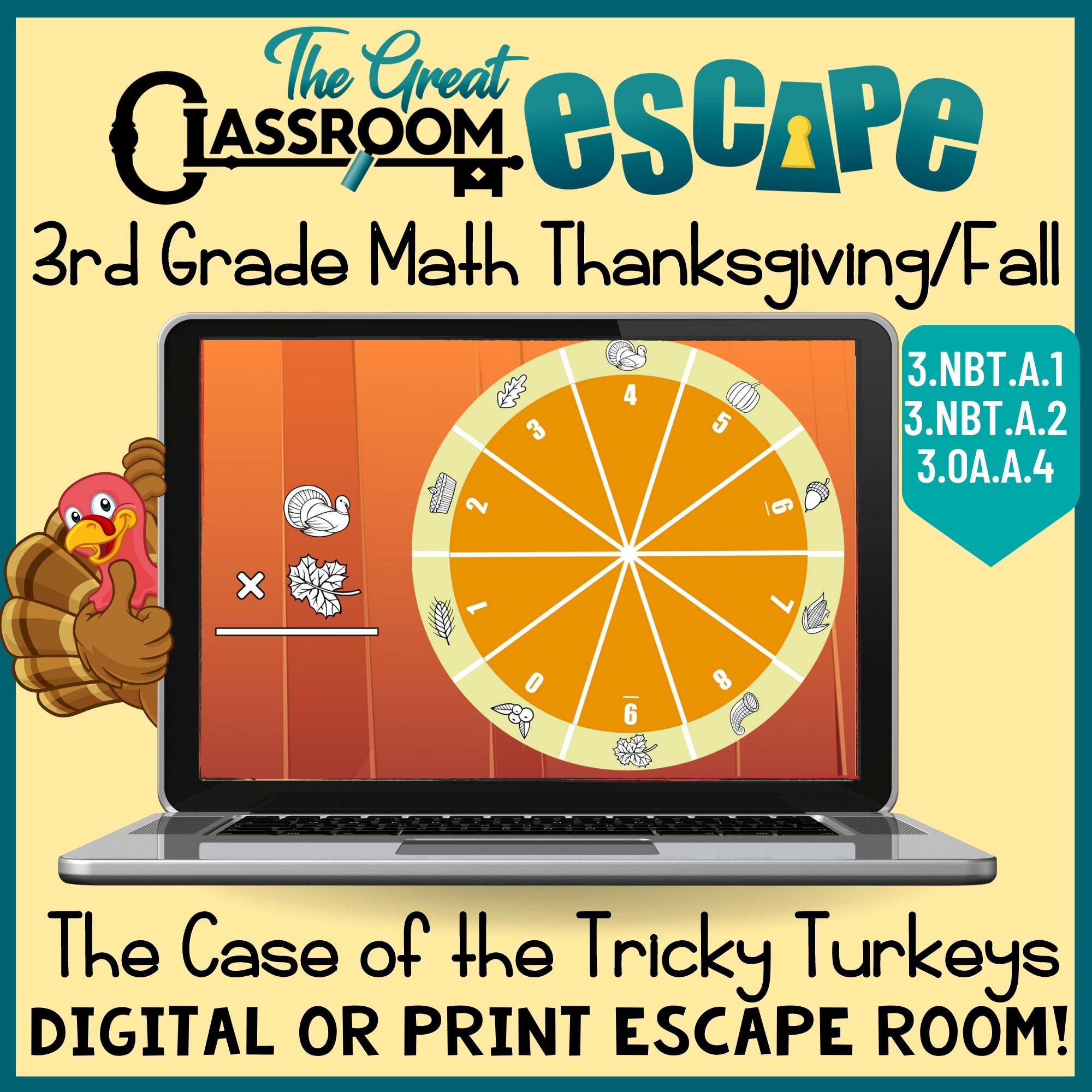 3rd Grade Thanksgiving Math Activity Digital Escape Room Classful