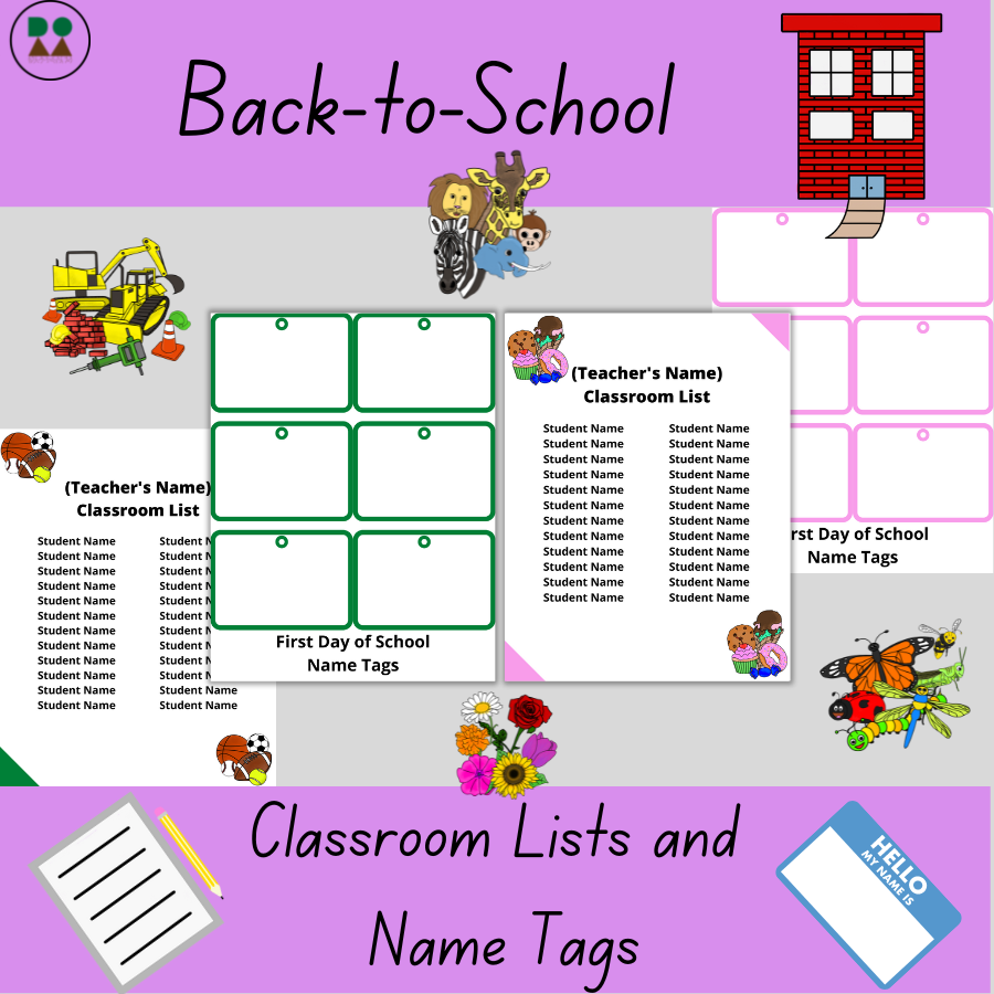 Back-to-School Classroom Lists & Matching Name Tags - 6 themes (Canva ...