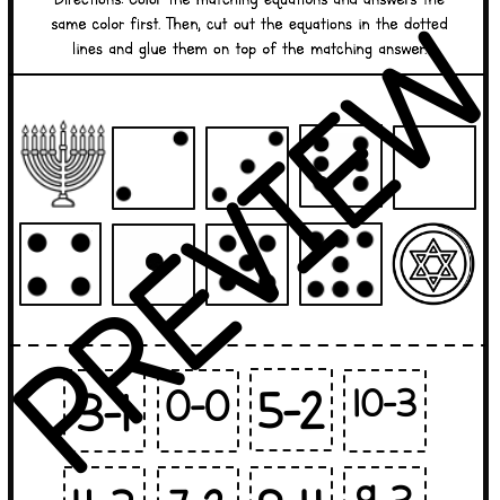 Kindergarten NO-PREP Hanukkah (Chanukah) Worksheets! Subtraction Math ...