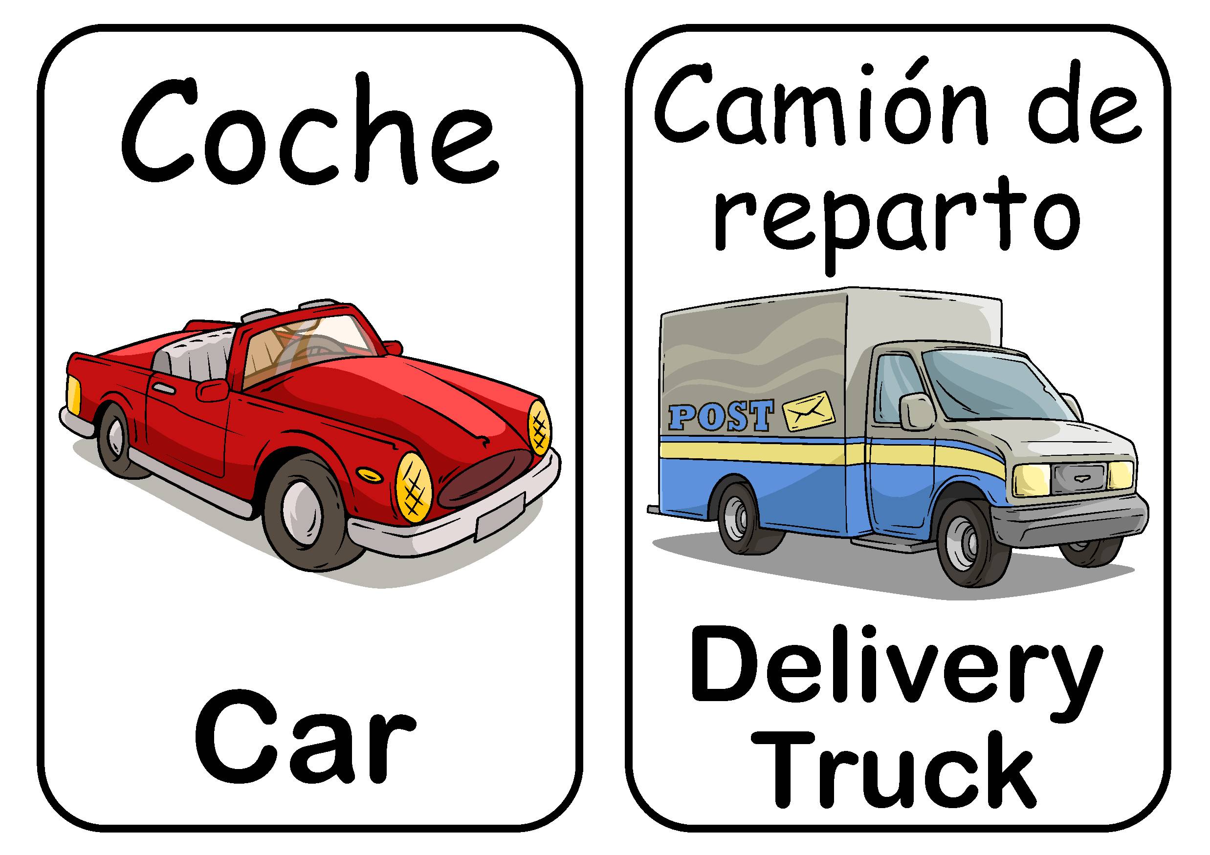 TRANSPORTATION - Spanish Flash Cards - Vocabulary Study flashcards with ...