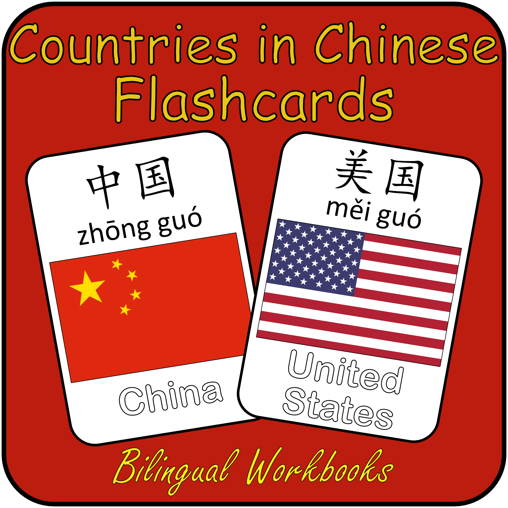 Mandarin Chinese Countries of the World Geography Flashcards - 101 ...