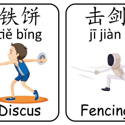 Mandarin Chinese First Words Flashcards - Sports flash cards with ...