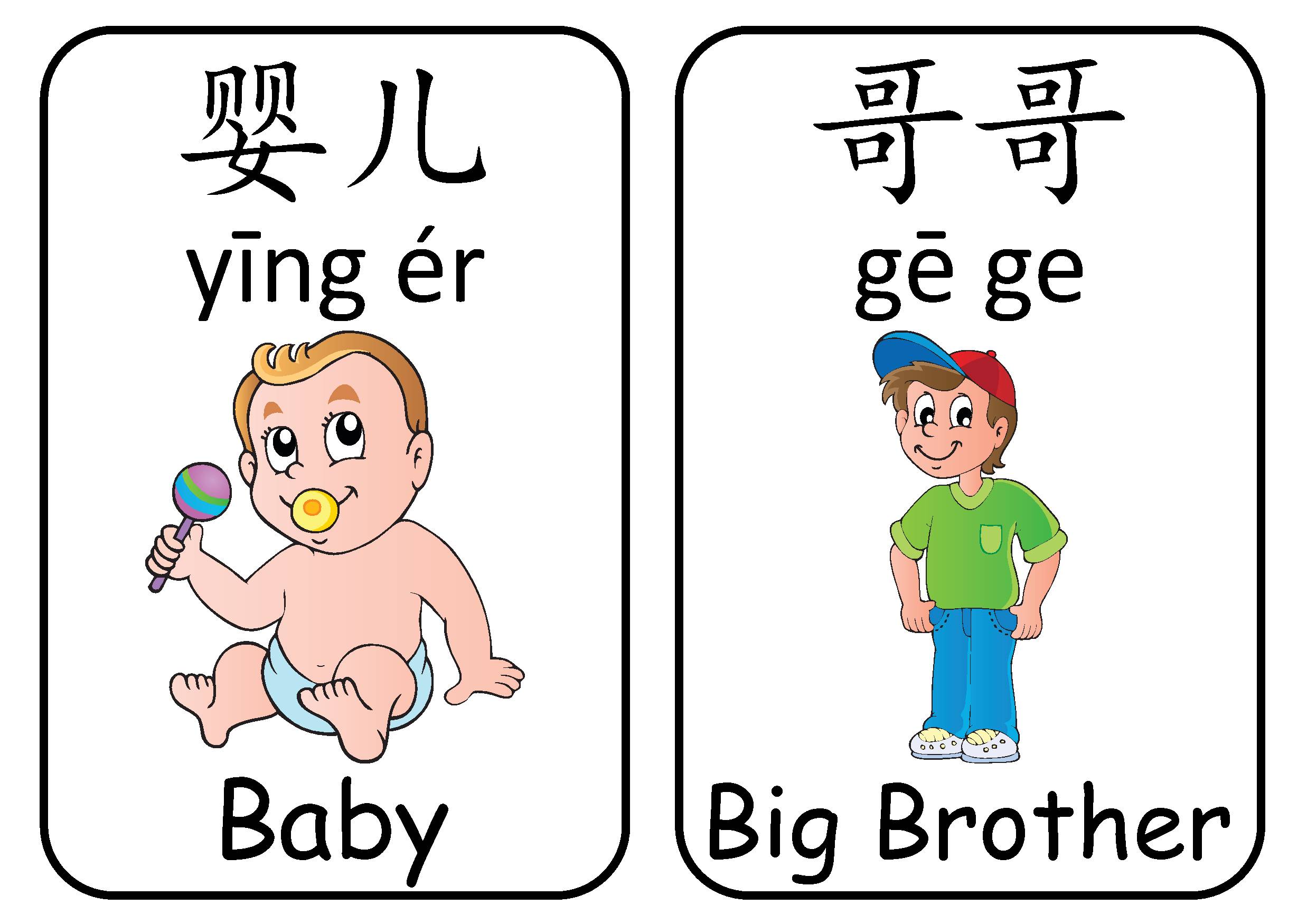 Mandarin Chinese First Words Flashcards - Family flash cards with ...