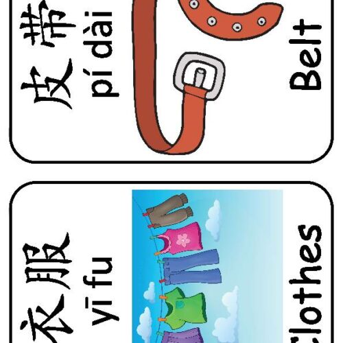 Mandarin Chinese First Words Flashcards - Clothes flash cards with ...