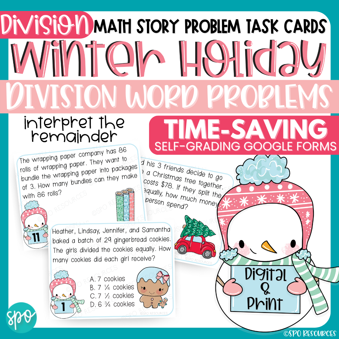 Winter Holiday Math Task Cards Multiplicative Comparison Word Problems ...