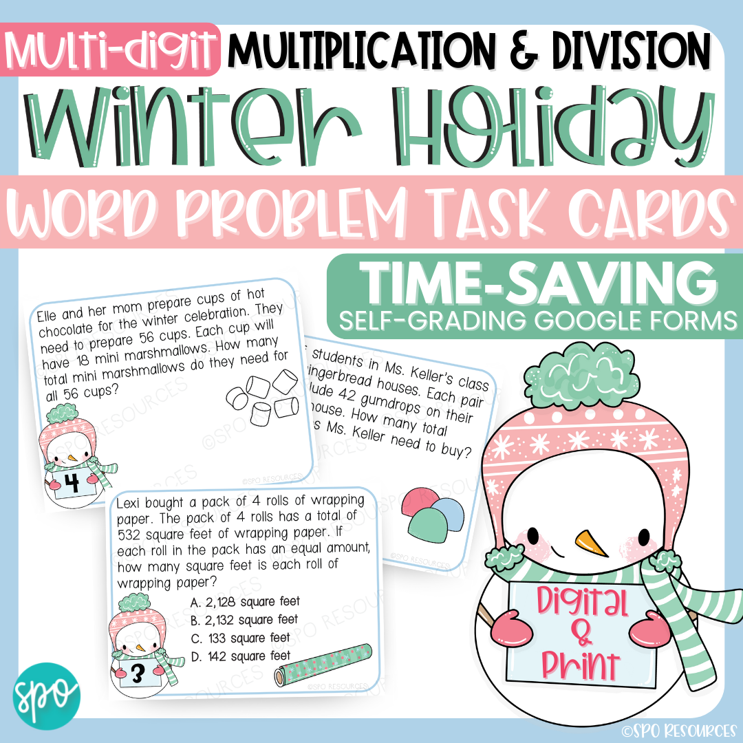 Winter Holiday Math Task Cards Multiplicative Comparison Word Problems ...
