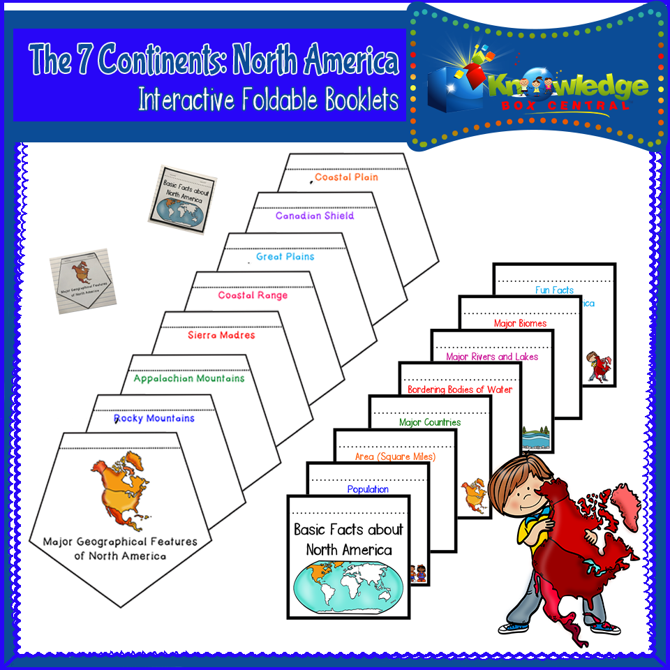 The 7 Continents- North America Interactive Foldable Booklets - Classful