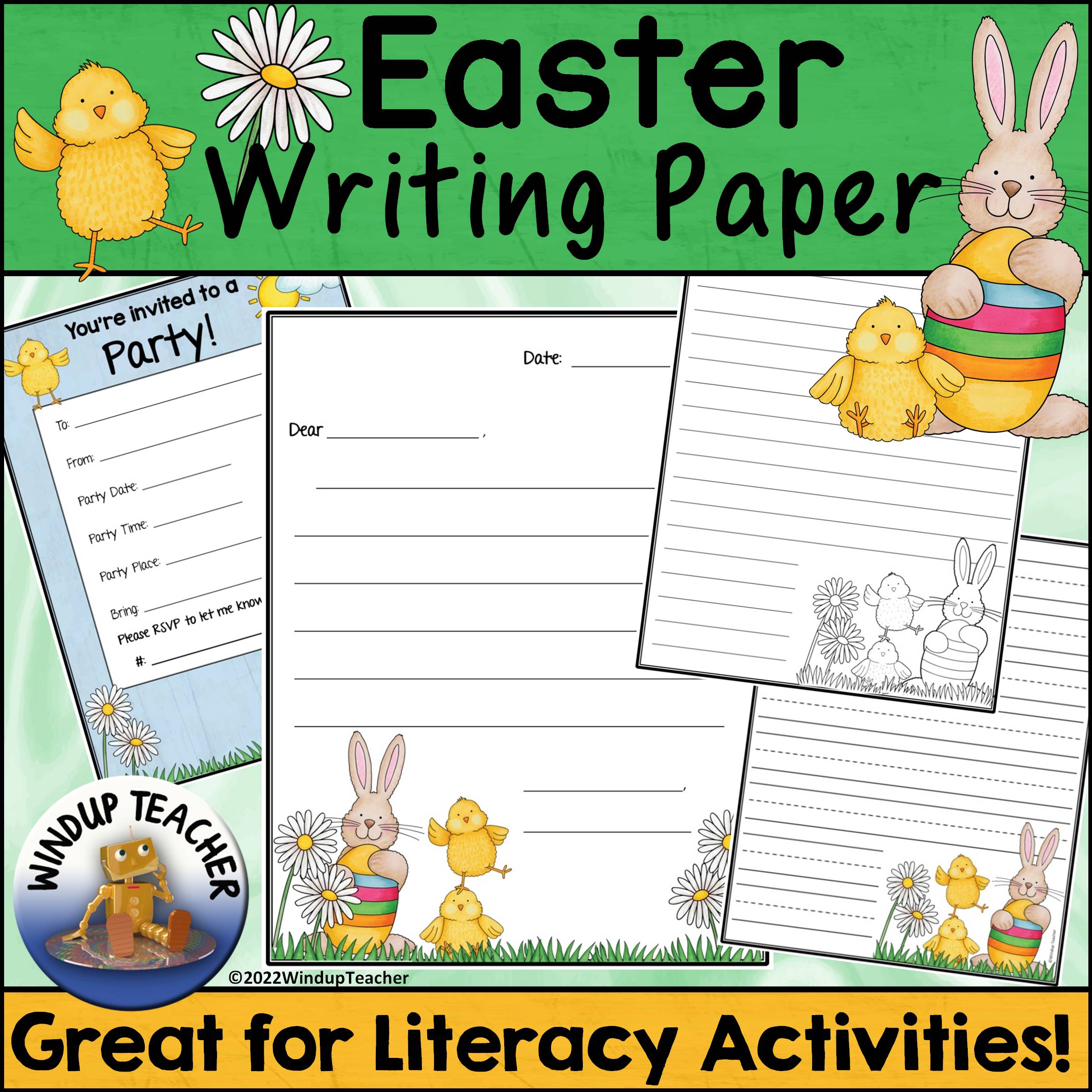 Easter Spring Writing Paper Color and B&W - Classful