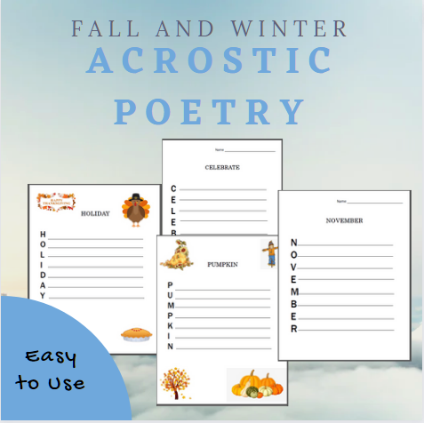 Acrostic Poems Templates | Poetry Writing for Thanksgiving Fall - Classful