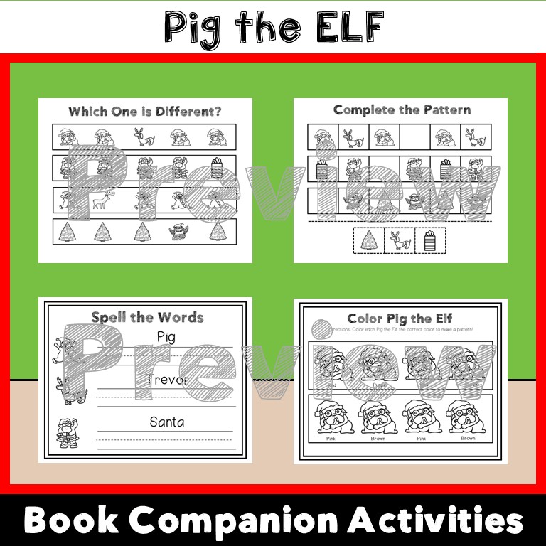 Pig the Elf- Book Companion Activities for Elementary and Adapted ...
