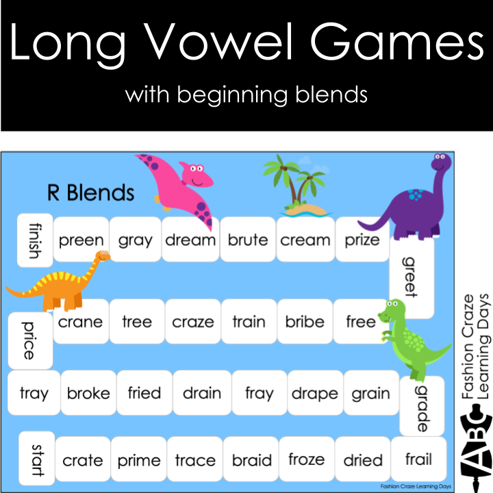 Blends Games with Long Vowels, l blends, r blends and s blends - Classful