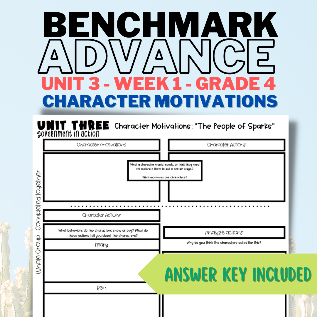 Benchmark Advance - Grade 4 - Unit Three - Week One - Characters ...