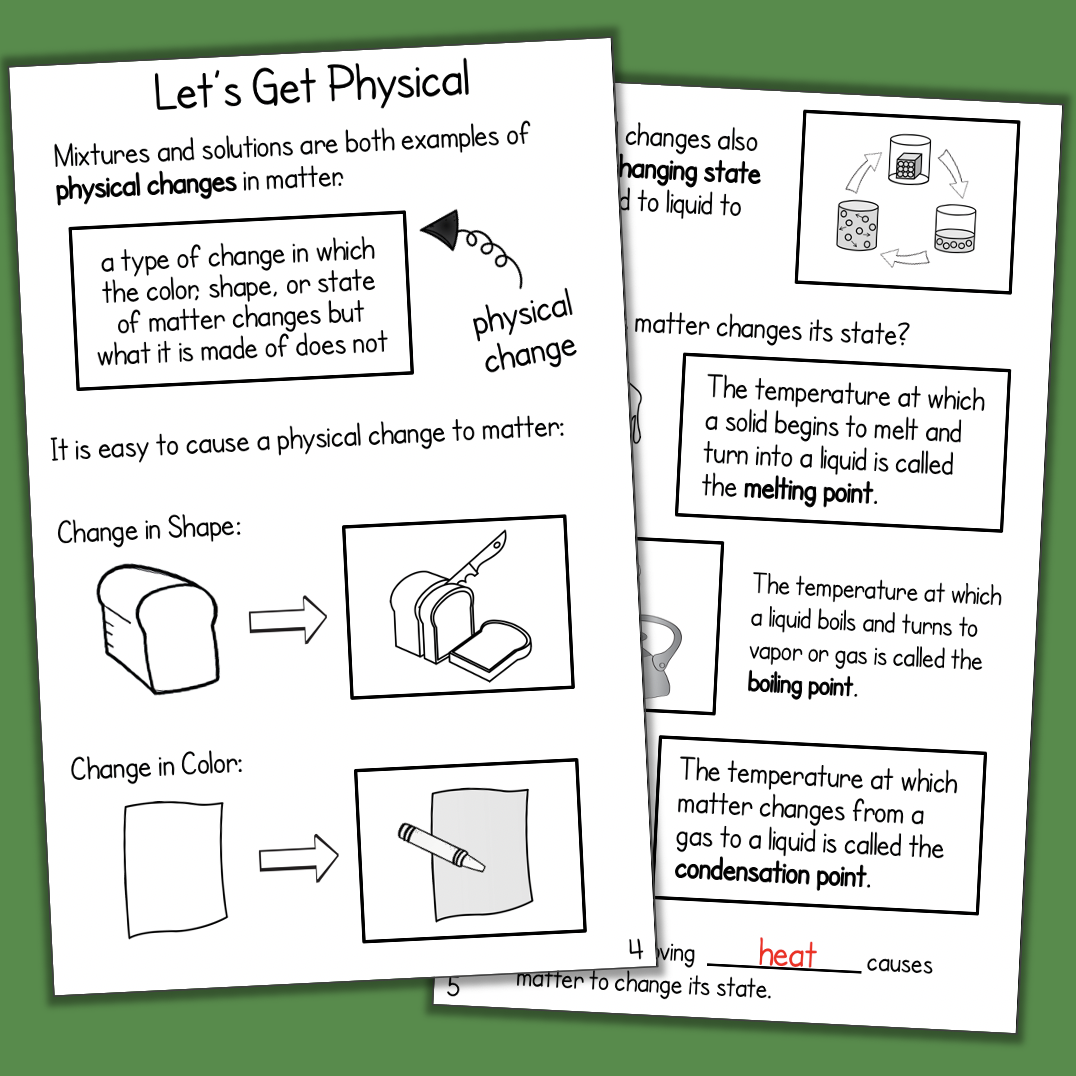 Physical and Chemical CHANGES IN MATTER Interactive Science Book - Classful