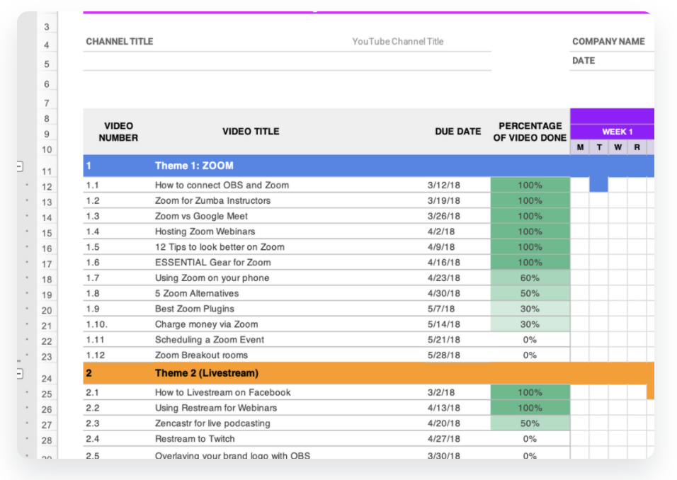 12-Week YouTube Channel Release Roadmap