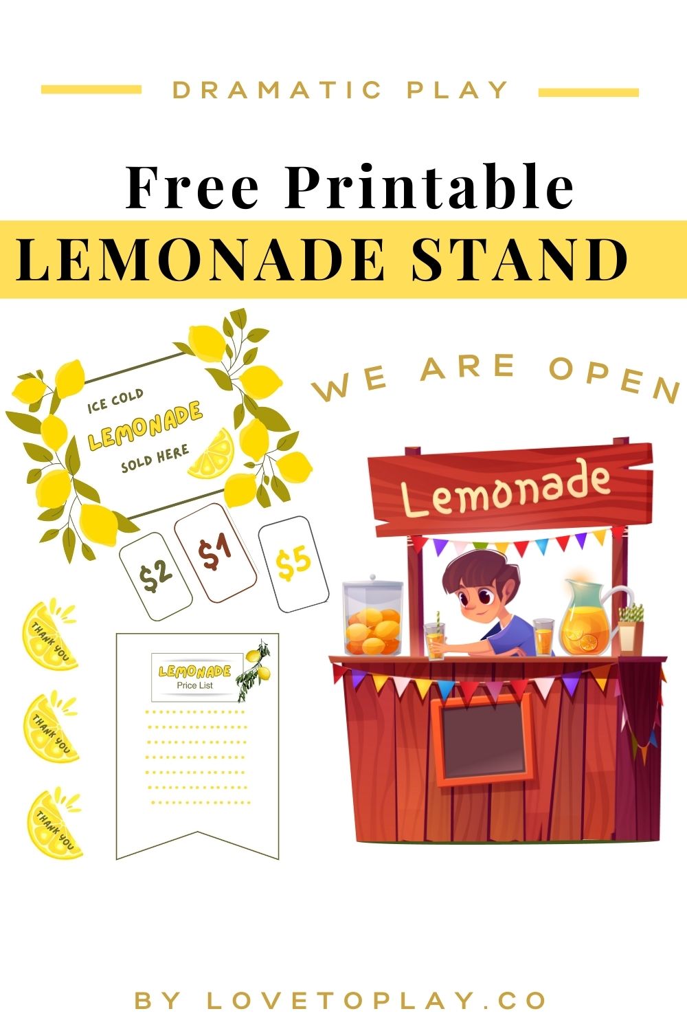 How to Set Up a Lemonade Stand Dramatic Play Center (+ Free Printables)