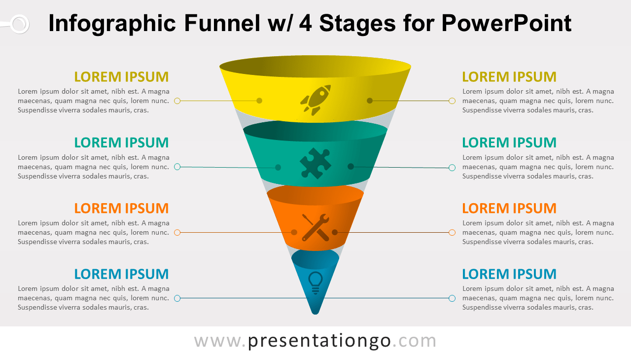 Infographic Funnel With 4 Stages For PowerPoint PresentationGO