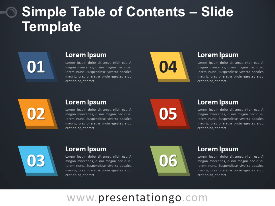 Simple Table Of Contents For PowerPoint And Google Slides PresentationGO