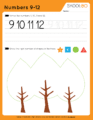 Numbers 9-12 | Free worksheet by SKOOLGO
