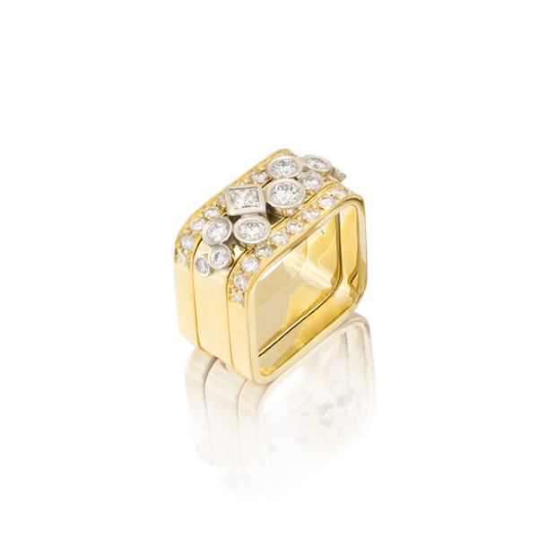 Garland Square Ring .45 ct with guard rings