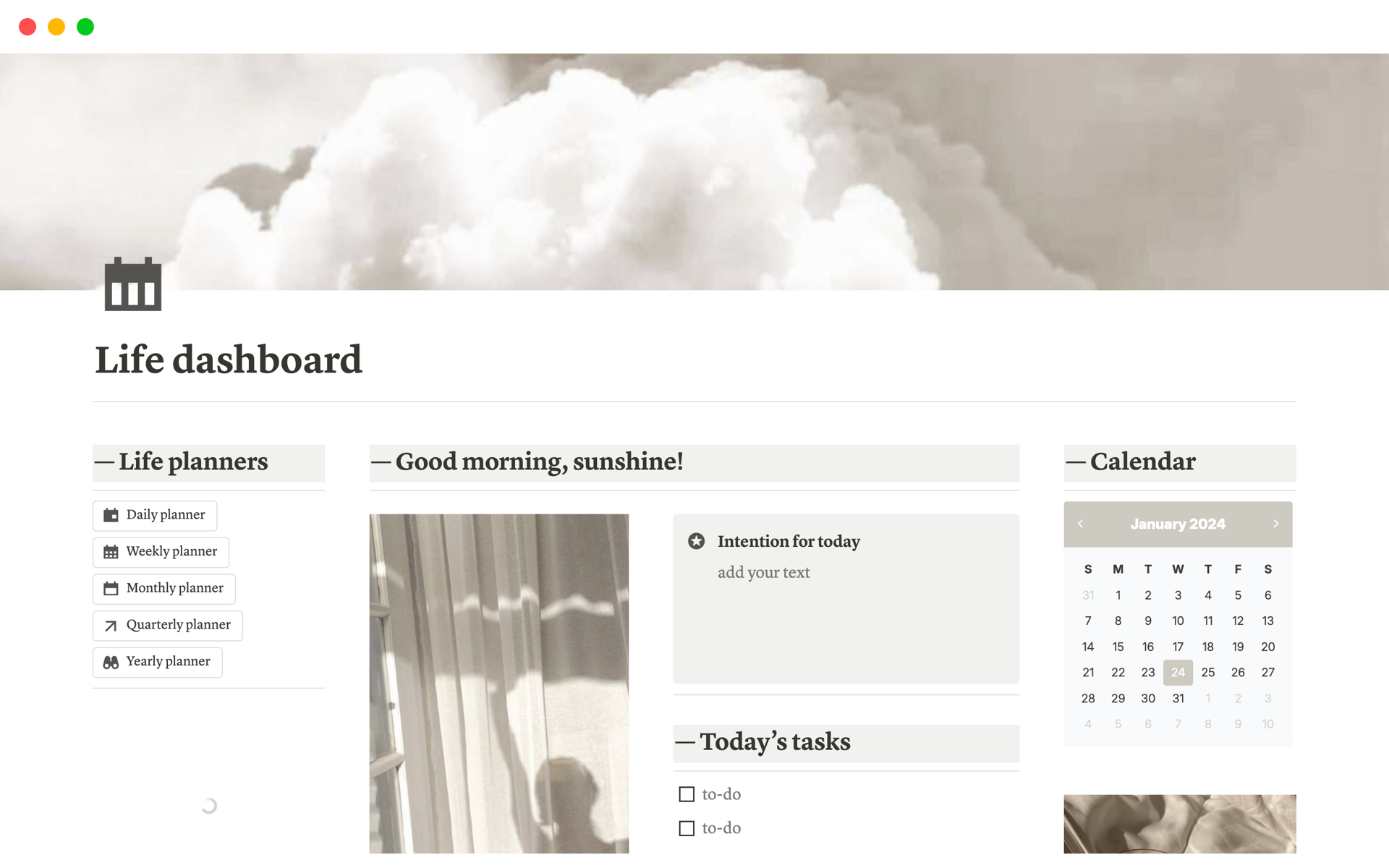 Life dashboard Template | Notion Marketplace