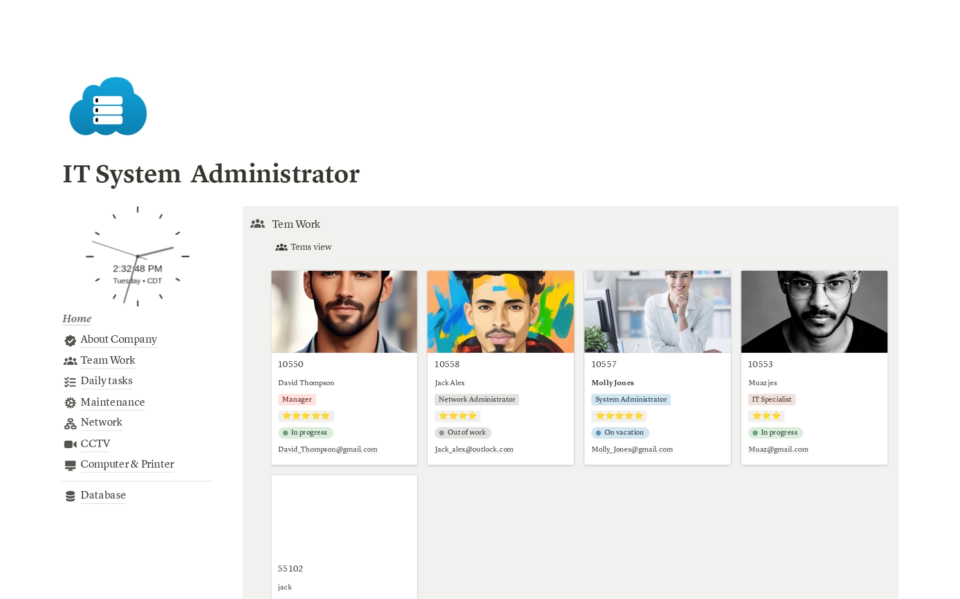 IT System Administrator Template by Bony | Notion Marketplace