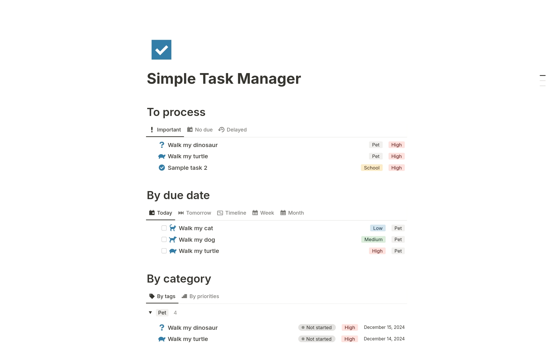 Simple task manager Template by dduyanhhoang | Notion Marketplace