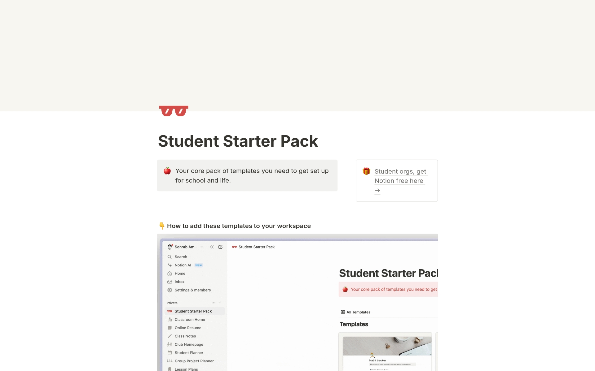 Student Starter Pack Template by Notion | Notion Marketplace