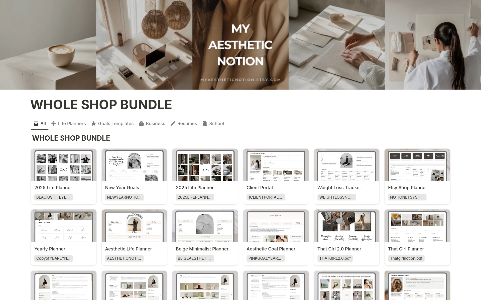 Whole Shop Planner Bundle, Lifetime Access Template | Notion Marketplace