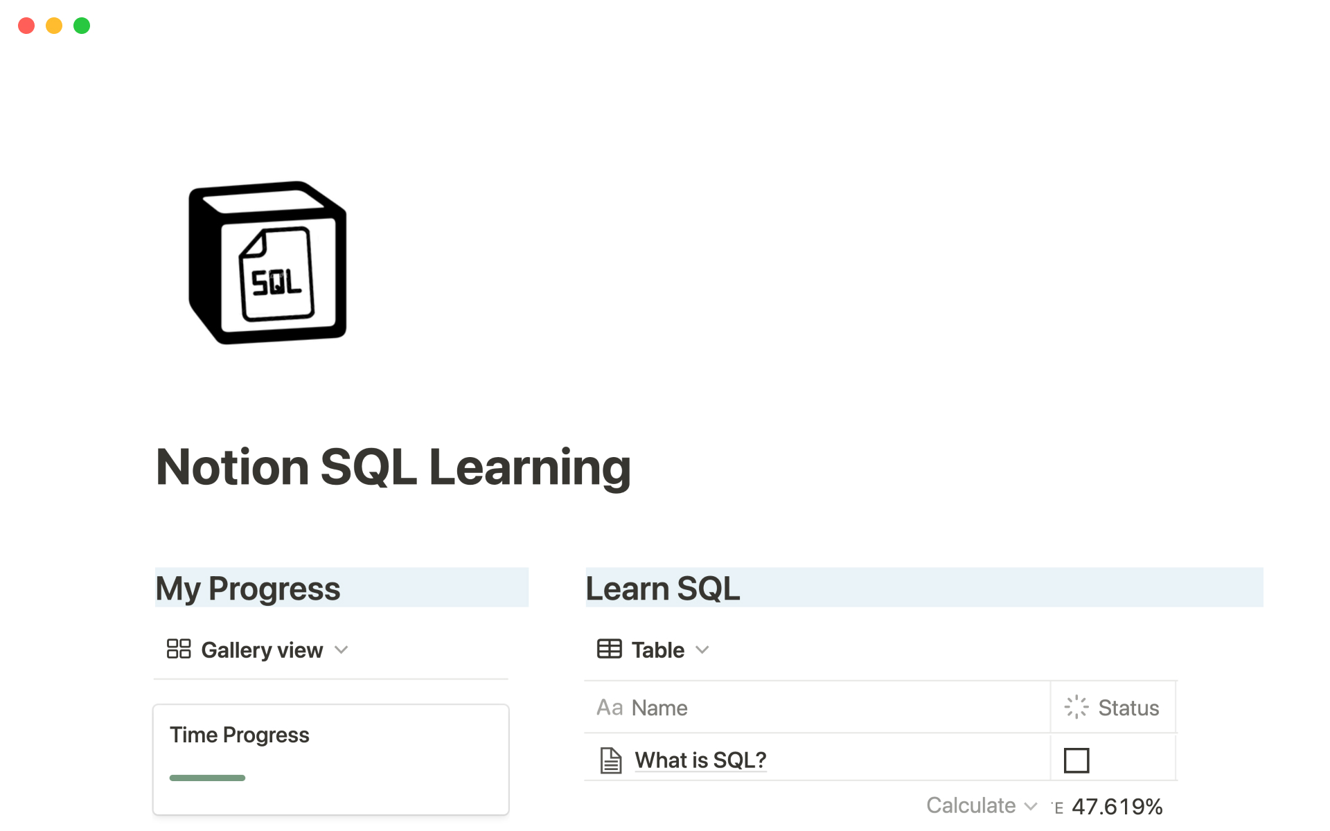 Sql Learning Template By Mustafa Ergisi Notion Marketplace 
