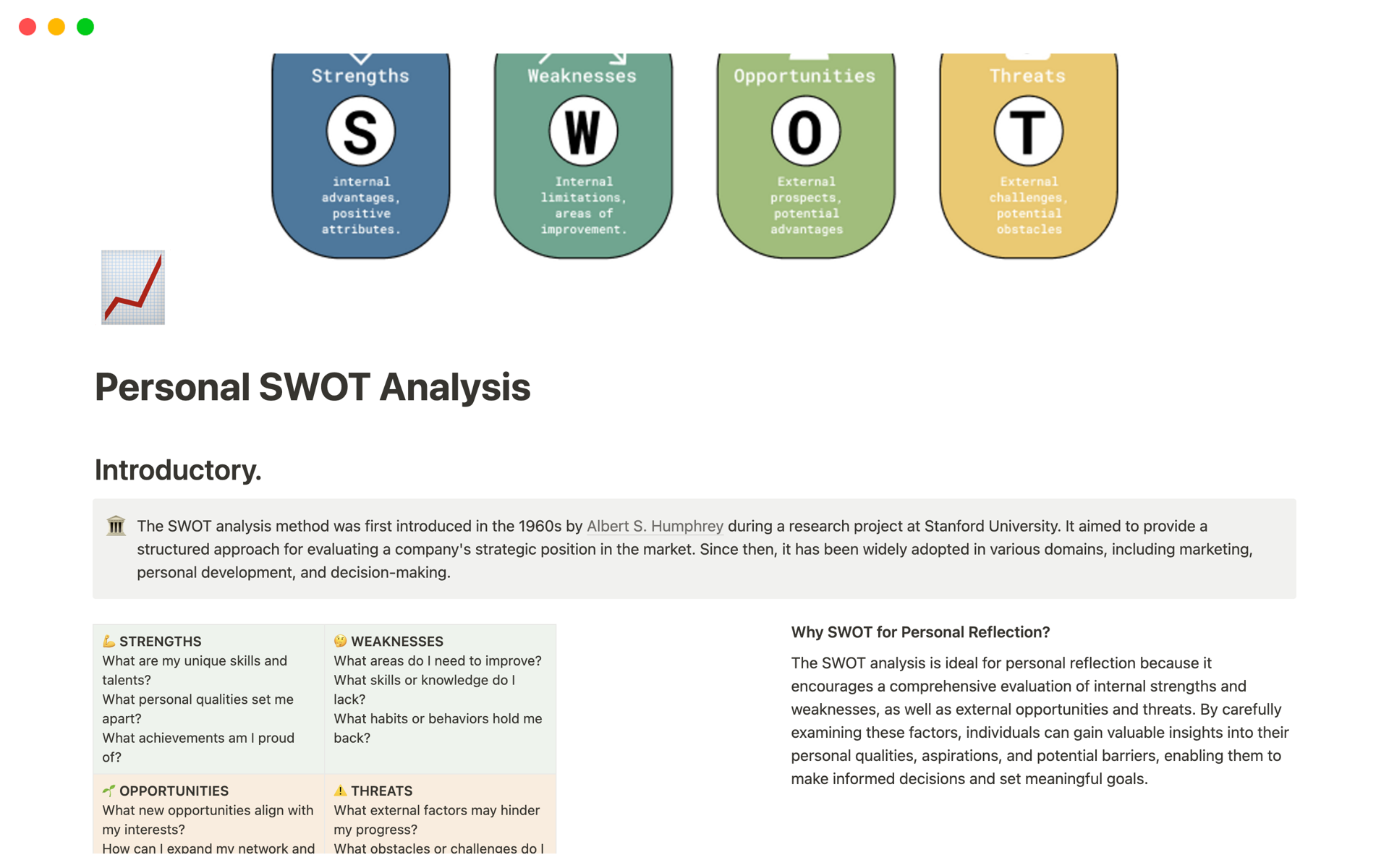 Personal SWOT Analysis Workbook Template by Gleb | Notion Marketplace