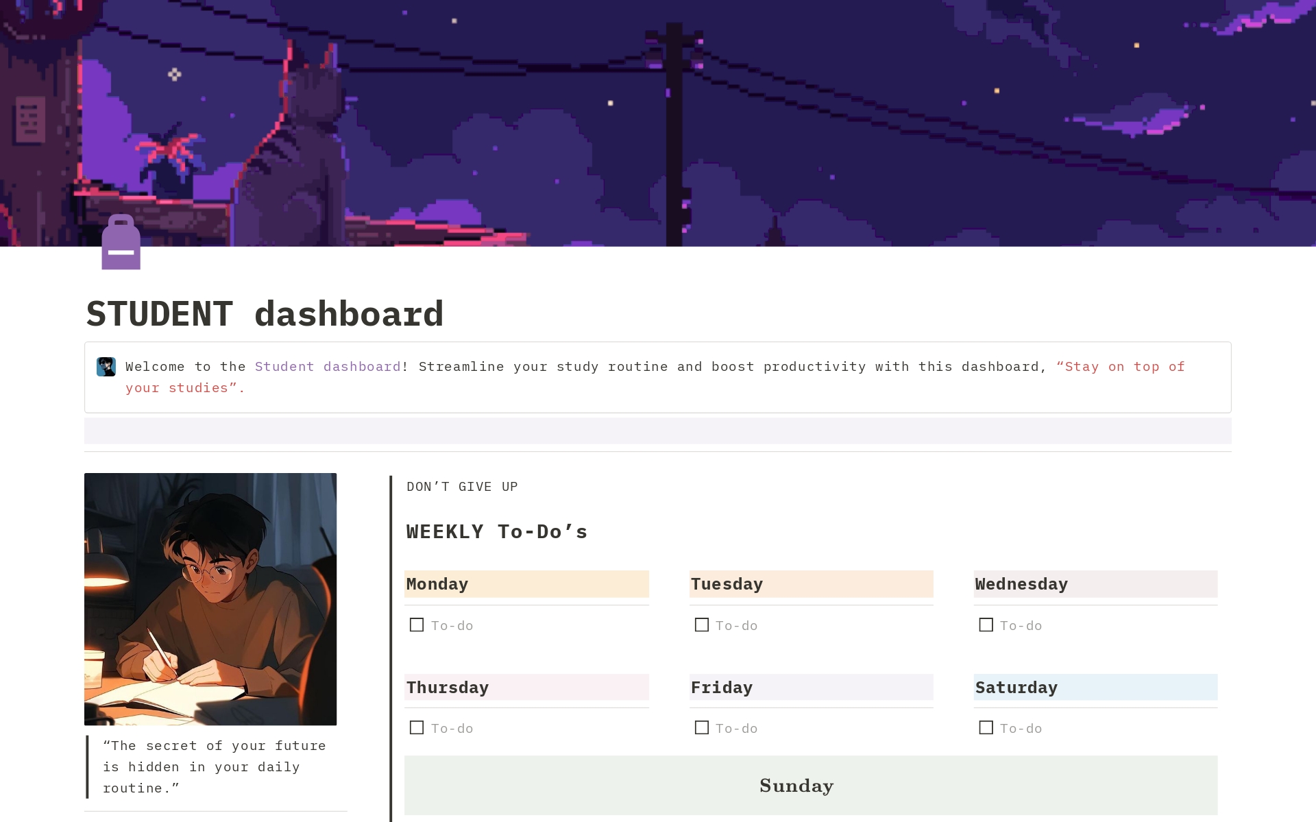 Student Dashboard Template | Notion Marketplace