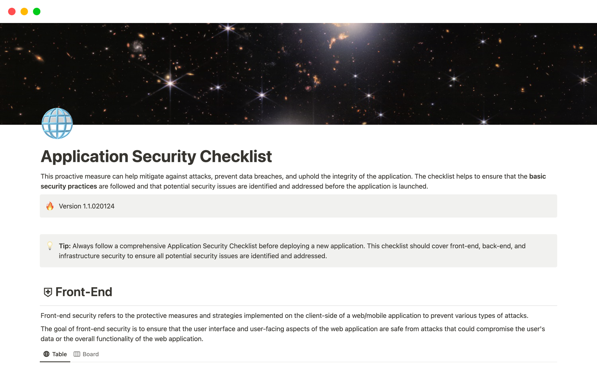 Application Security Checklist Template Notion Marketplace