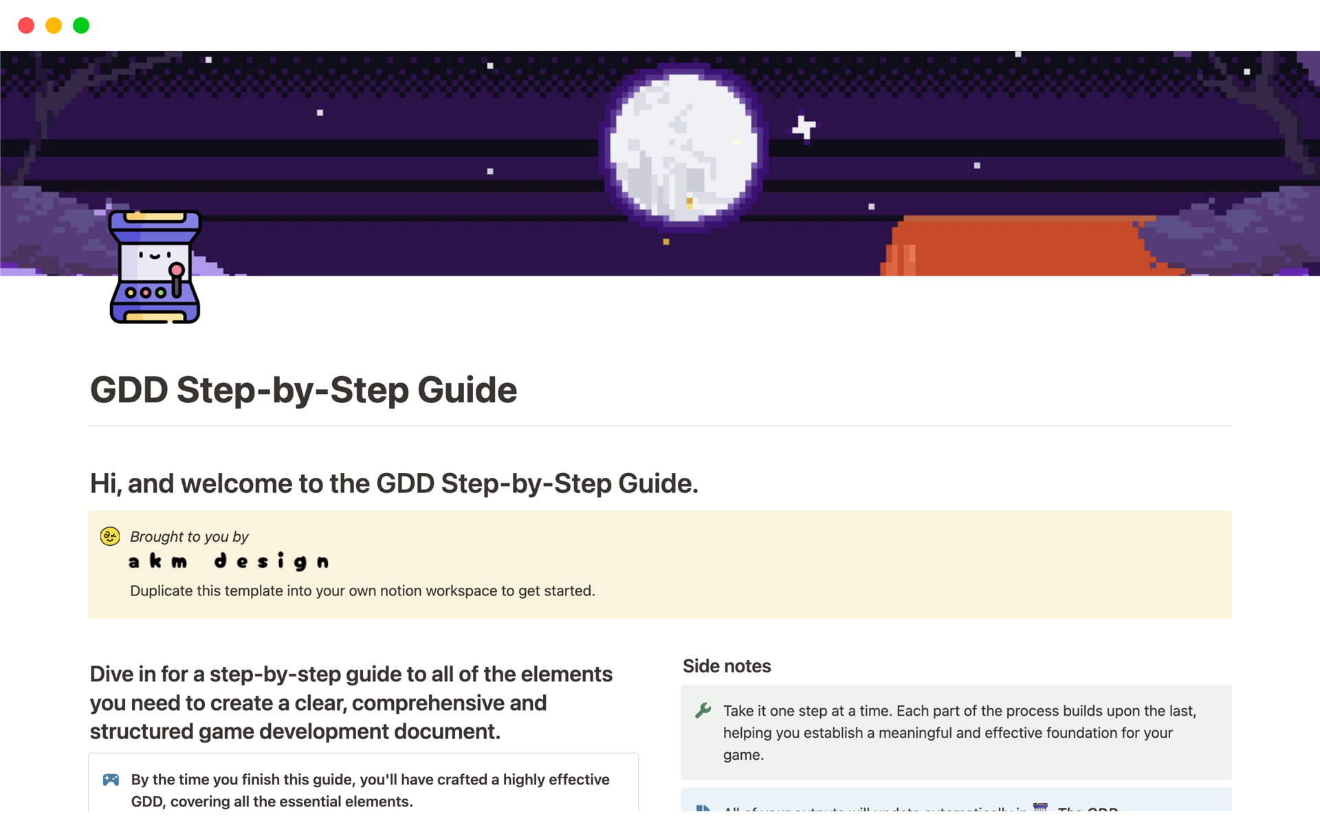 GDD Step-by-Step Guide Template by Akm Design | Notion Marketplace
