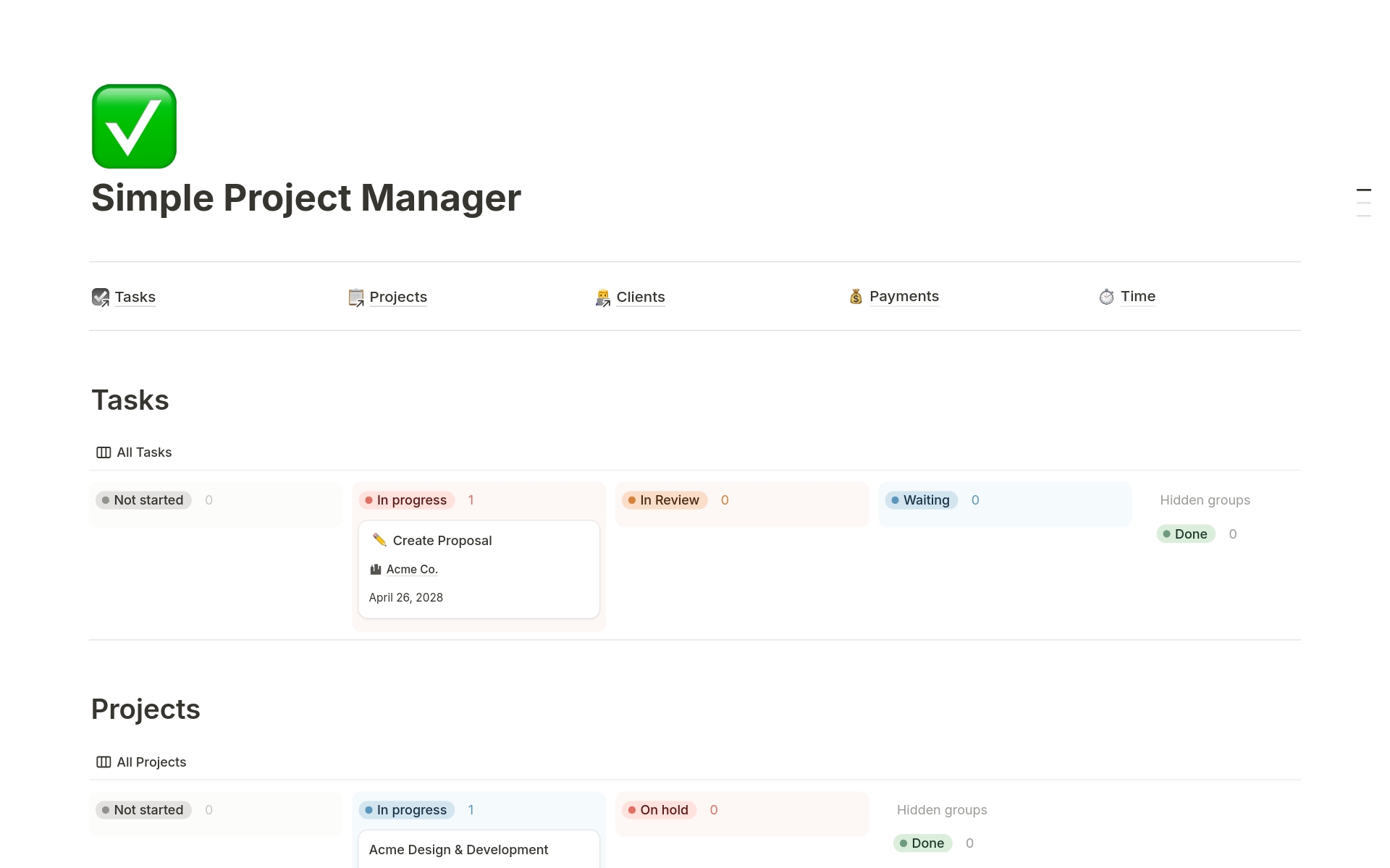 Simple Project Manager Template | Notion Marketplace