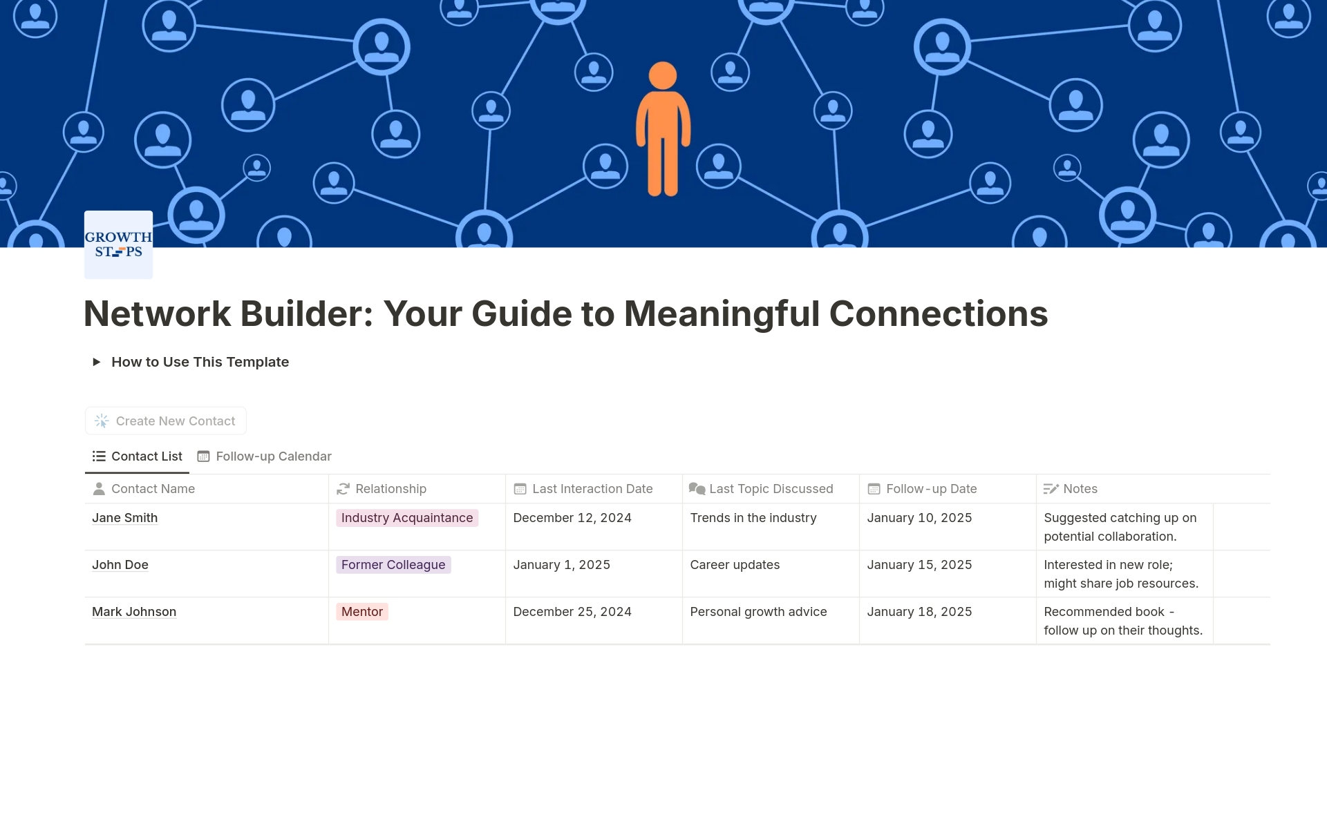 Network Builder: Build Meaningful Connections Template by Growth Steps ...