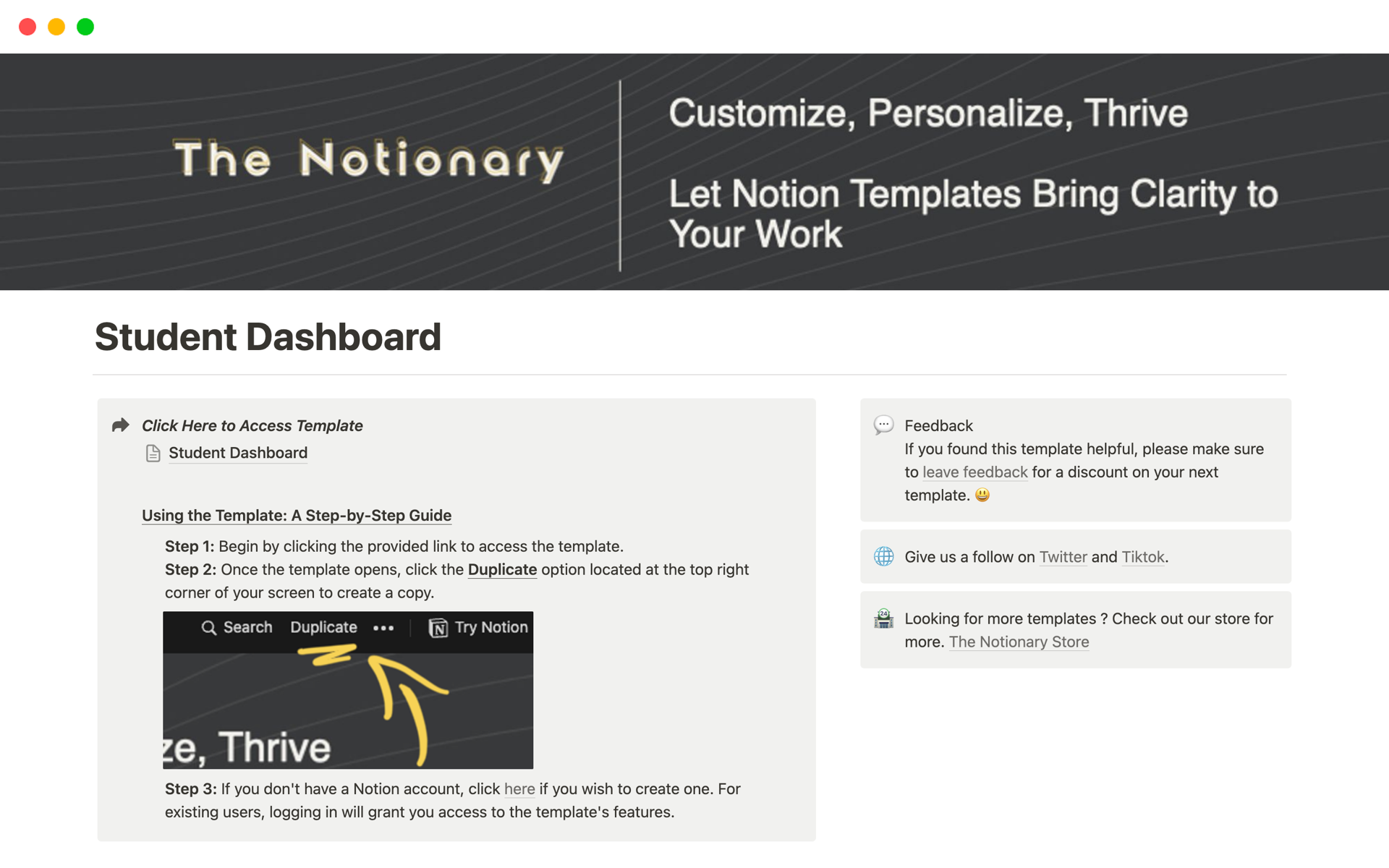 Student Dashboard Template | Notion Marketplace