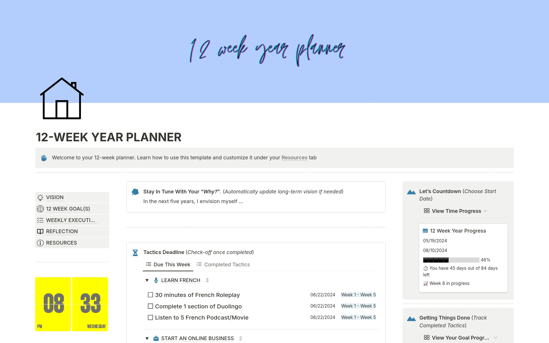 12 Week Year Planner Template | Notion Marketplace
