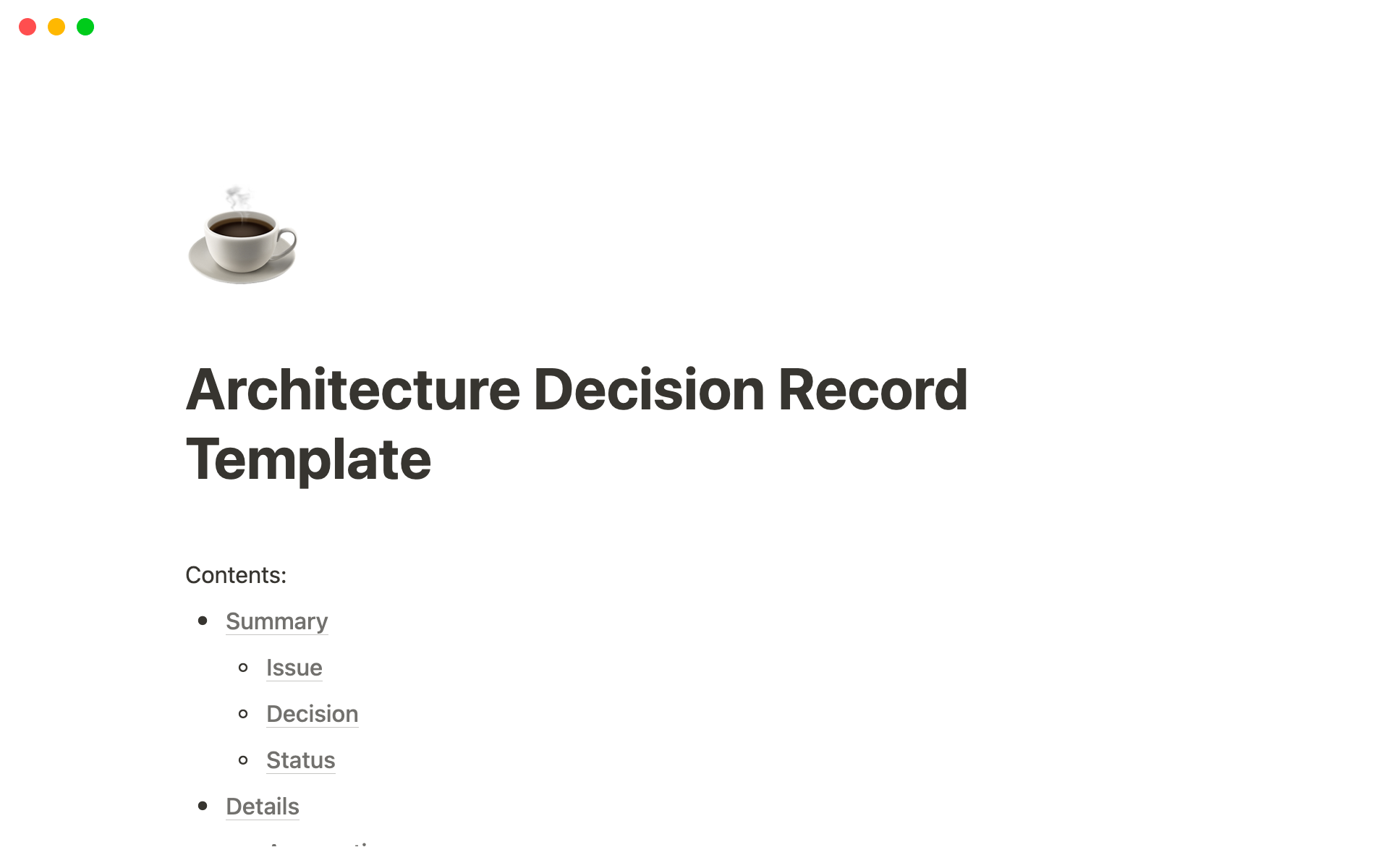 Architecture Decision Record Template Template by Sharath Challa ...