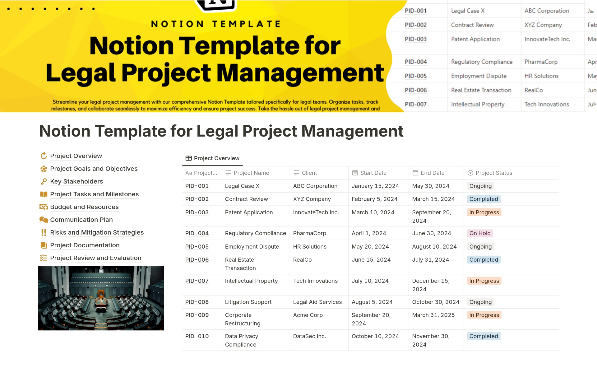 Legal Project Management by Ismail Store | Notion Template